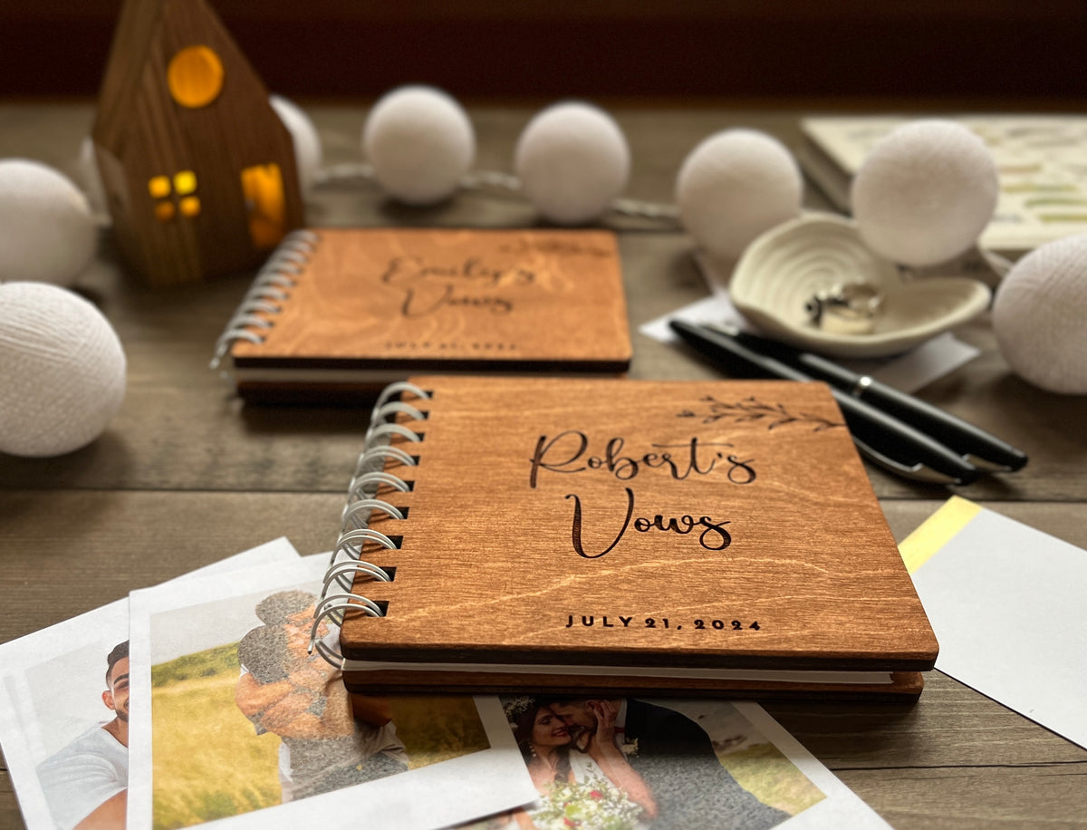 Wedding vow books for him and her, custom wooden vow booklets for brid ...