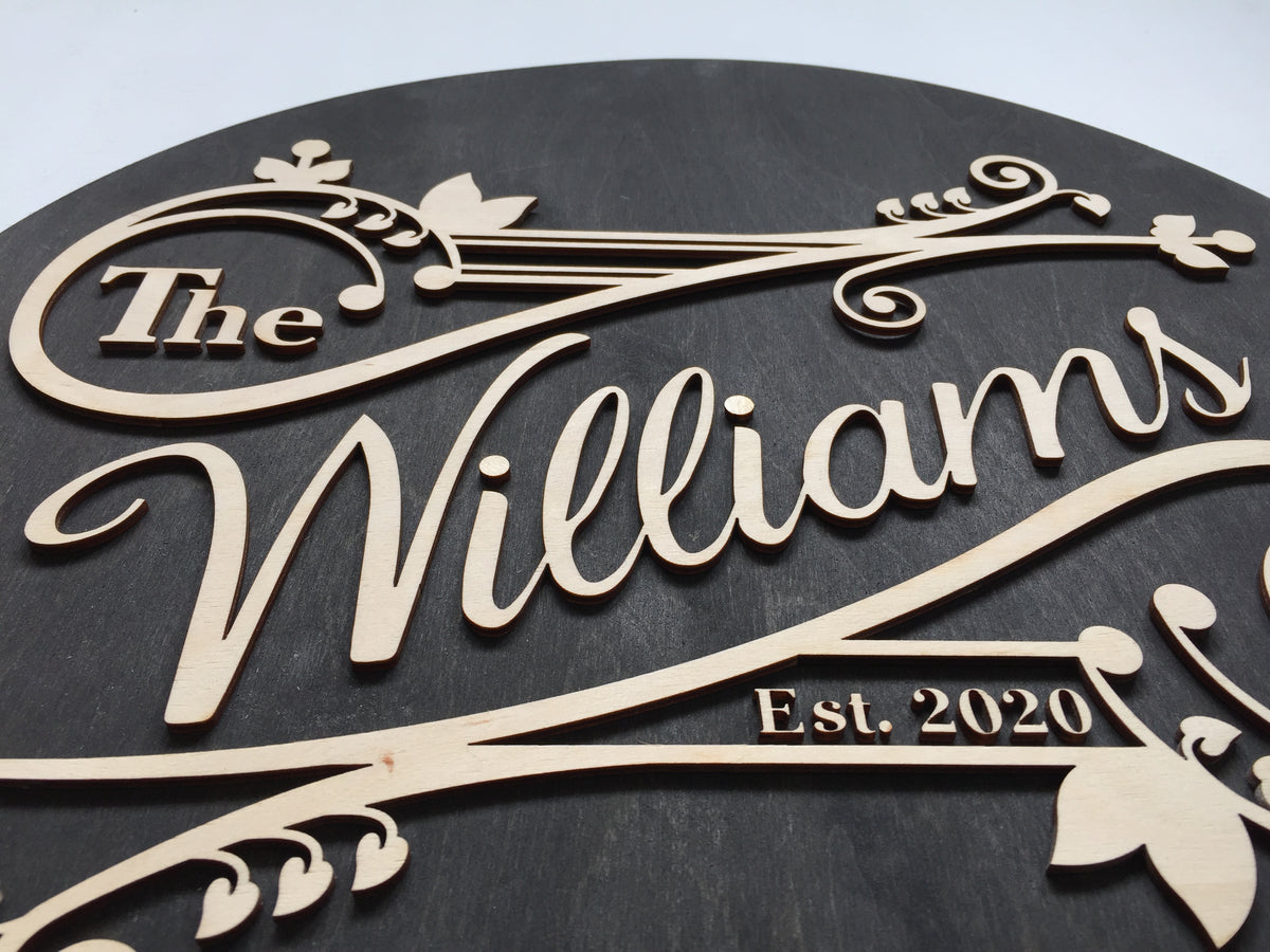 Stained wood last name sign made in vintage style with your family nam ...